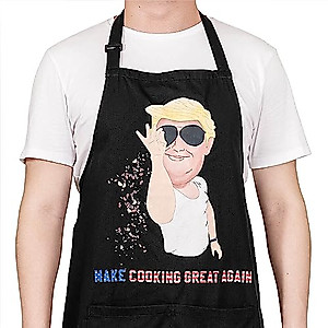Funny Apron for Men, 100% Cotton Canvas BBQ Aprons with Pockets Adjustable Neck Strap for Grilling, Cooking, Chef, Kitchen, Funny Gifts for Dad, Husband, Boyfriend, Brother - Black