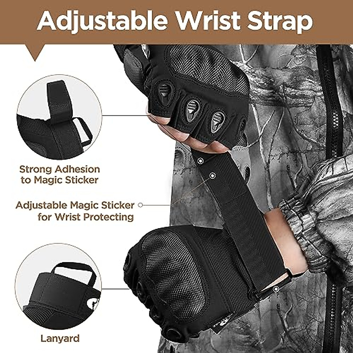 Mossy Oak Fingerless Tactical Gloves, Combat Gloves with Hard Knuckle for Outdoor Sports Training Shooting Airsoft Paintball Army Hunting Motorcycling Cycling