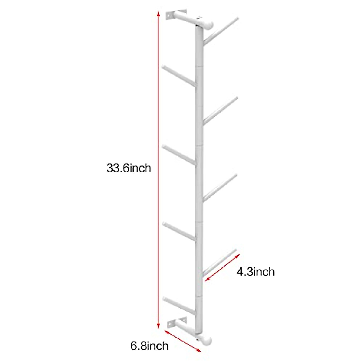 2-Pack Vertical Wall Mount Coat Rack, Modern Tree Branch Style Wall Mount, and 180° Rotary Design for Entryway, Hallway, and Bedroom Storage of Coats, Hats, Bags, Scarves, and Clothes (White)