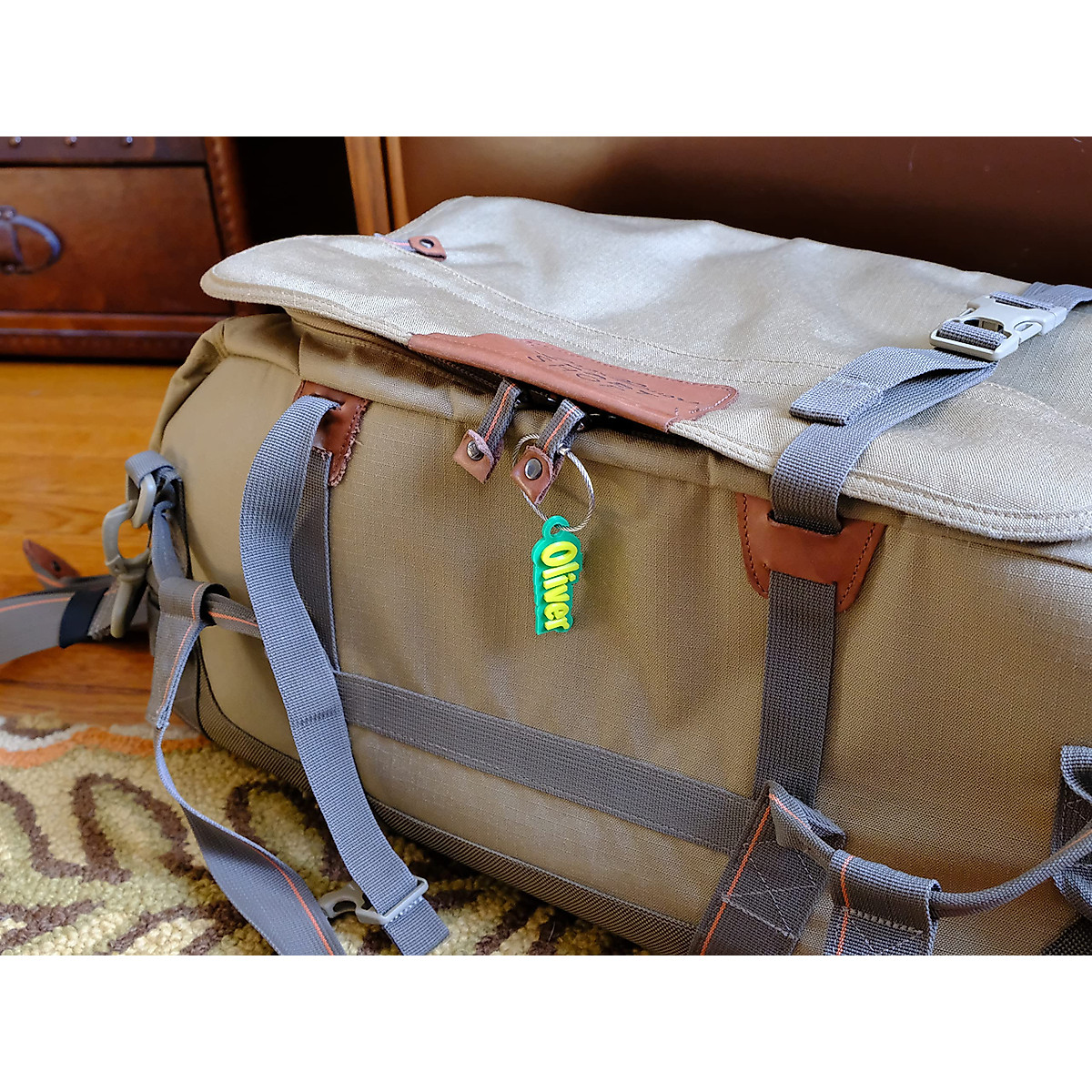 Fun Personalized Water Bottle and Bag Name Tag Whimsy Font, Hard Plastic Luggage Label Custom Nametag