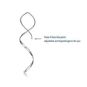Spiral Threader Earrings, 925 Sterling Silver, Drop Dangle Handmade Twisted Linear Curved Minimal Everyday Earrings