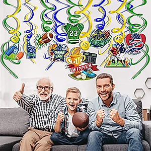HOWAF Super Football Party Hanging Swirls Decorations, 30pcs Super Football Bowl Foil Swirls for Football Themed Party Supplies, Touchdown American Football Party Spiral Streamer Decorations for Football Game Day