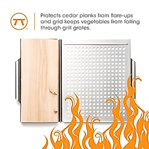 Outset 76502 Cedar Plank Holder and Grill Grid, Silver