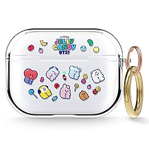 elago BT21 Case Compatible with Apple AirPods Pro Case, Clear Case with Keychain, Reduce Yellowing and Smudging, Supports Wireless Charging [Official Merchandise] [7FLAVORS]