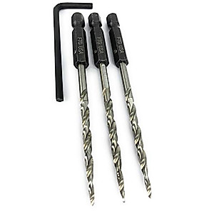 FTG USA Replacement Tapered Countersink Drill Bit Set 3 Pc (#4) 7/64" Countersink Bit Same Size Bit Replacement Only, Countersink Replacement Drill Bit FTG Maximum Torque Wood Bits Secured with Pin
