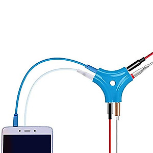 5-Way Multi Headphone Splitter, 3.5mm Audio Stereo Headset AUX Adapter 1/8” Earphone Earbuds Extension Cord, Compatible for iPod,Mp3 Player,Mobile Phone,Laptop,PC,Headphones,Speakers (Blue)