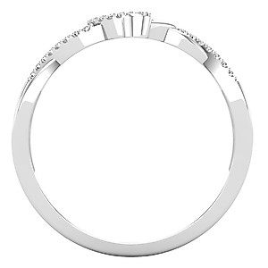 Dazzlingrock Collection 0.10 Carat (ctw) Round White Diamond Women Crossover Heart Engagement Promise Ring 1/10 CT, 10K White Gold, Size 7