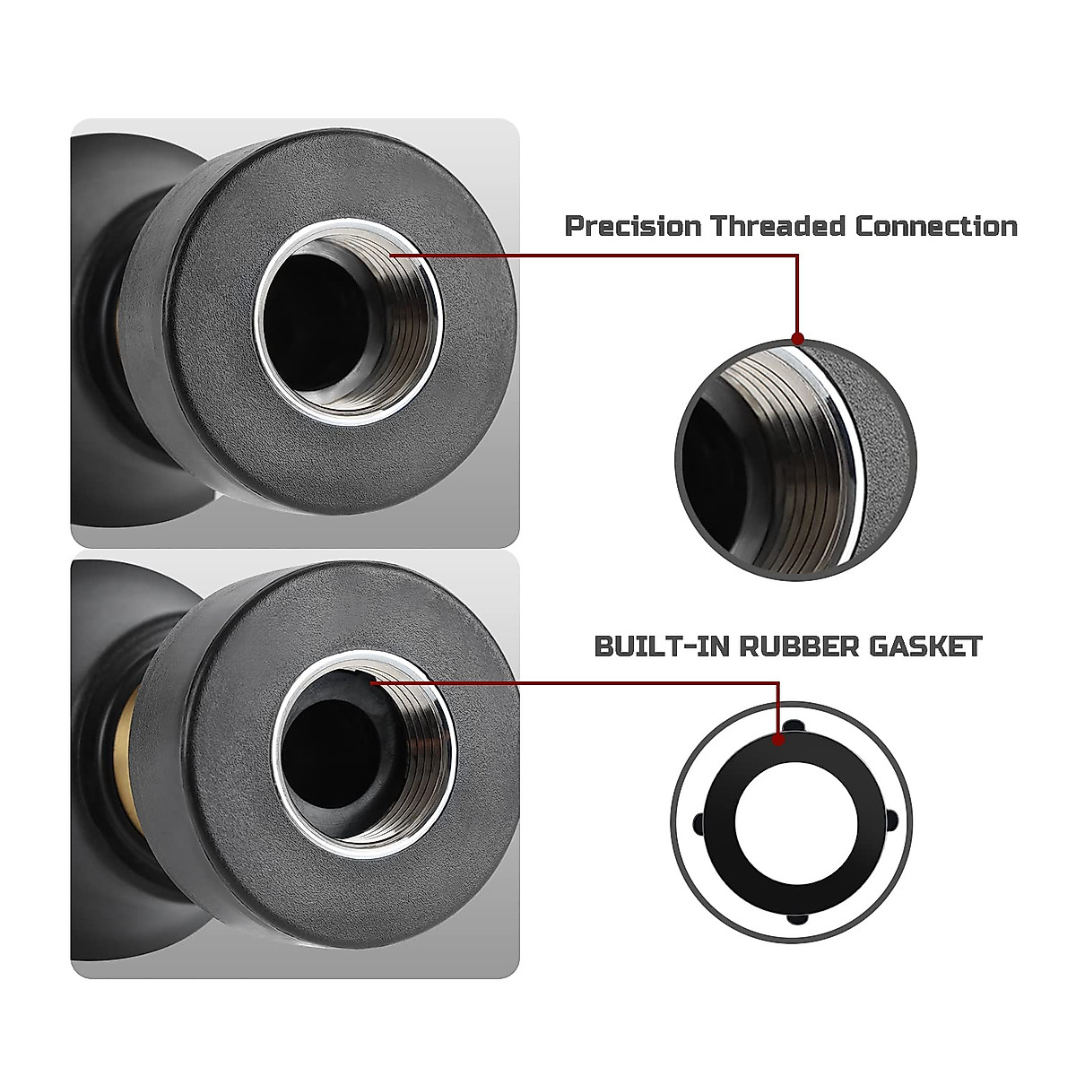 Hose Nozzle, Lichamp 2 Pack Heavy Duty Brass Fireman Style High Power Leak Proof Adjustable Garden Water Sprayer, Suitable for Car Wash, Patio Cleaning, Watering Lawn and Garden, Shower Pets (Black)