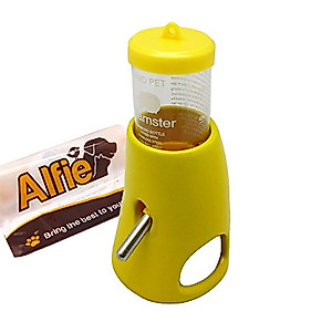 Alfie Pet - 2-in-1 Water Bottle with Hut for Small Pets Like Dwarf Hamster and Mouse - Color: Yellow