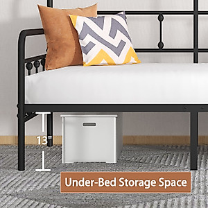 Yoshiely-Daybed-Twin-Platform-Bed-Frame with-Headboard - Classic Metal Steel Slat Support,No Box Spring Needed,Sofa Bed with Storage(Black)