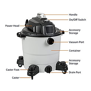 Amazon Basics 12-Gallon 5 HP Wet/Dry Vaccum, Grey, Black