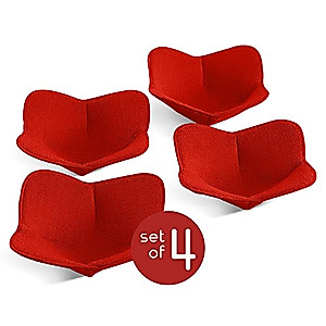House and Hash - Bowl Holder Warmers  to Keep Food Warm and Your Hands Cool, Made of Microfiber Heat Resistant Fabric for Safe Grabs, Microwavable Bowl Holders, Set of 4 (4, Red)