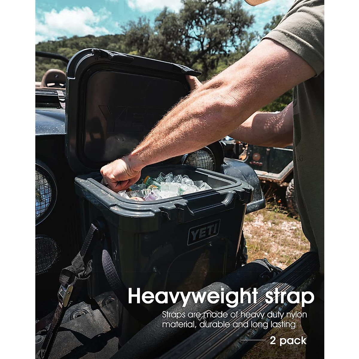 ALIENSX Cooler Tie Down Kit, Tie Down Straps for RTIC YETI Coolers, Cam Buckle Lashing Straps, Secure to Boats, Trailers, Trucks, ATVs and More, Prevent from Slipping (Blue)