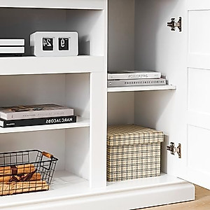 IDEALHOUSE Farmhouse Modern TV Stand, 58 x 15.7 x 33.8 inches, White