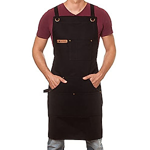 ARAWAK BRAVE Professional Cooking Apron Chef Designed for Kitchen BBQ Grill / 10 OZ Women and Men Bib Adjustable/Towel Loop
