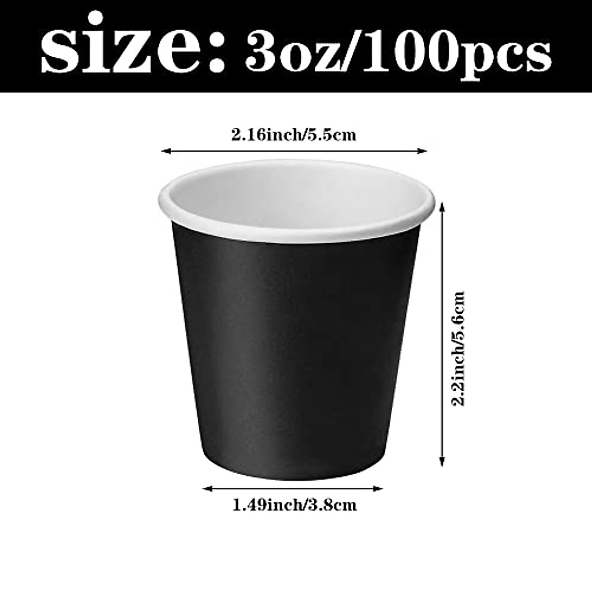 Huaiid 3 Oz 100 Packs Small Disposable Bathroom Mouthwash Cups Bathroom Paper Cups Espresso Paper Cups Small Paper Cups for Snack Bathroom Espresso Perfect for Home Condos Rvs Campers（Black）