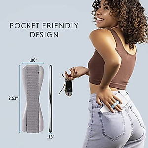 LOVEHANDLE Phone Grip for Most Smartphones and Mini Tablets, Metallic Silver Colored Elastic Strap with Metallic Silver Base, LH-01-SolidSilver