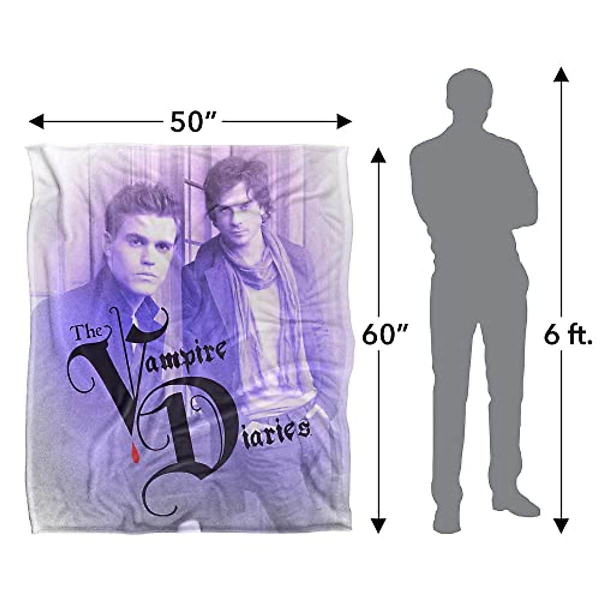 Vampire Diaries Stefan and Damon Officially Licensed Silky Touch Super Soft Throw Blanket 50" x 60"