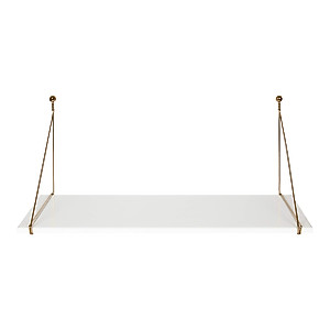 Kate and Laurel Vista Modern Wall Mounted Desk, 38 x 14 x 16, White and Gold, Glam Hanging Desk for Office and School