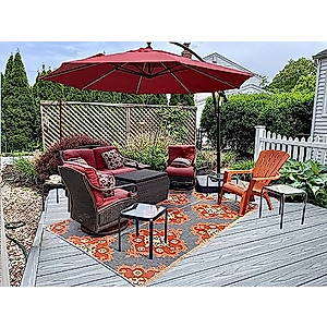 BalajeesUSA Premium Outdoor Plastic Patio Rugs – 6x9, Orange, Yellow, Grey, Durable and Affordable, Multipurpose, Woven Plastic Straw, All-Weather and Waterproof Rug, Reversible Camper Rug, Recycled