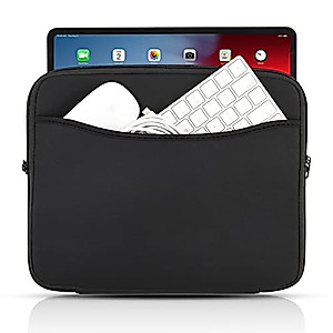 CaSZLUTION iPad Pro Sleeve for 12.9 inch New iPad Pro M2 & M1 2022-2018 with Smart/Magic Keyboard Bag Case, Neoprene Sleeve Case with Pencil Holder, Front Pocket Tablet Accessories - Black