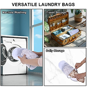 2 Pack Shoe Washing Bag Honeycomb Mesh Laundry Bags with Zipper 7"×15" Laundry Bags Mesh Wash Bags for Sneaker Bras Socks Delicates