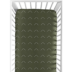 Sweet Jojo Designs Hunter Green Boho Arrow Boy or Girl Fitted Crib Sheet Baby or Toddler Bed Nursery - White Bohemian Tribal Southwest Chevron Geometric Herringbone Woodland Gender Neutral