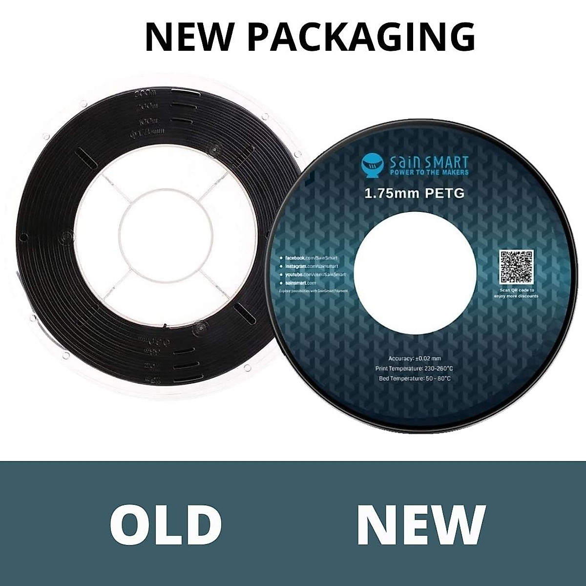 SainSmart PRO-3 Tangle-Free Premium 1.75mm PETG 3D Printer Filament, Clear PETG, 2.2 LBS (1KG) Spool, Dimensional Accuracy +/- 0.02mm