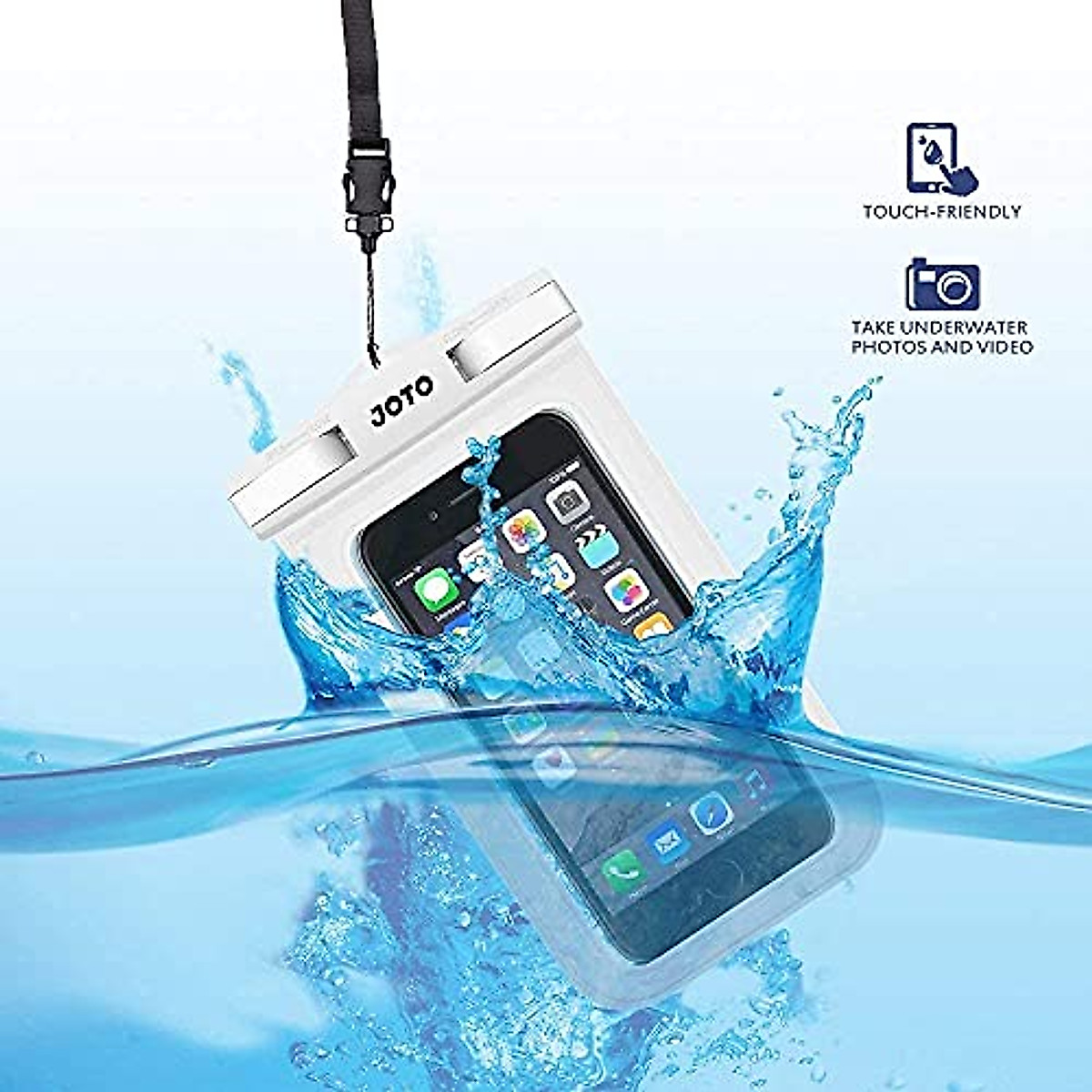 JOTO Universal Waterproof Pouch Cellphone Dry Bag Case Bundle with Universal Waterproof Case for Phones up to 7.0"