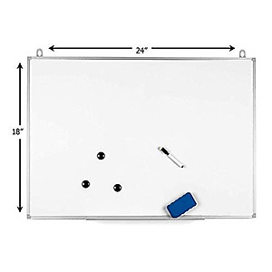 Officeline Ultra-Slim, Lightweight Magnetic Dry Erase Board & Accessories (Includes Whiteboard Pen & Pen Tray, 3 x Magnets & Eraser) (18 x 24 Inch)
