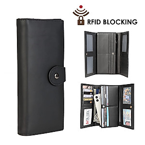 KELEEL Women's Wallet RFID Blocking Large Capacity Genuine Leather Trifold Ladies Purse Clutch Wallets Card Organizer