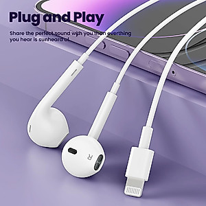 2 Pack Earbuds Headphones Earphones Wired Microphone Call Volume Control Noise Isolating Compatible with iPhone 14 Pro Max/13/12/11/XS/XR/8/7 Plus