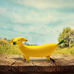 Cute Banana Dog Garden Statues, Banana Dog Sculpture Funny Dog Statues Banana Puppy Resin Statue Standing Dog Animals Statue Garden Art Sculpture Ornaments for Home Outdoor Garden