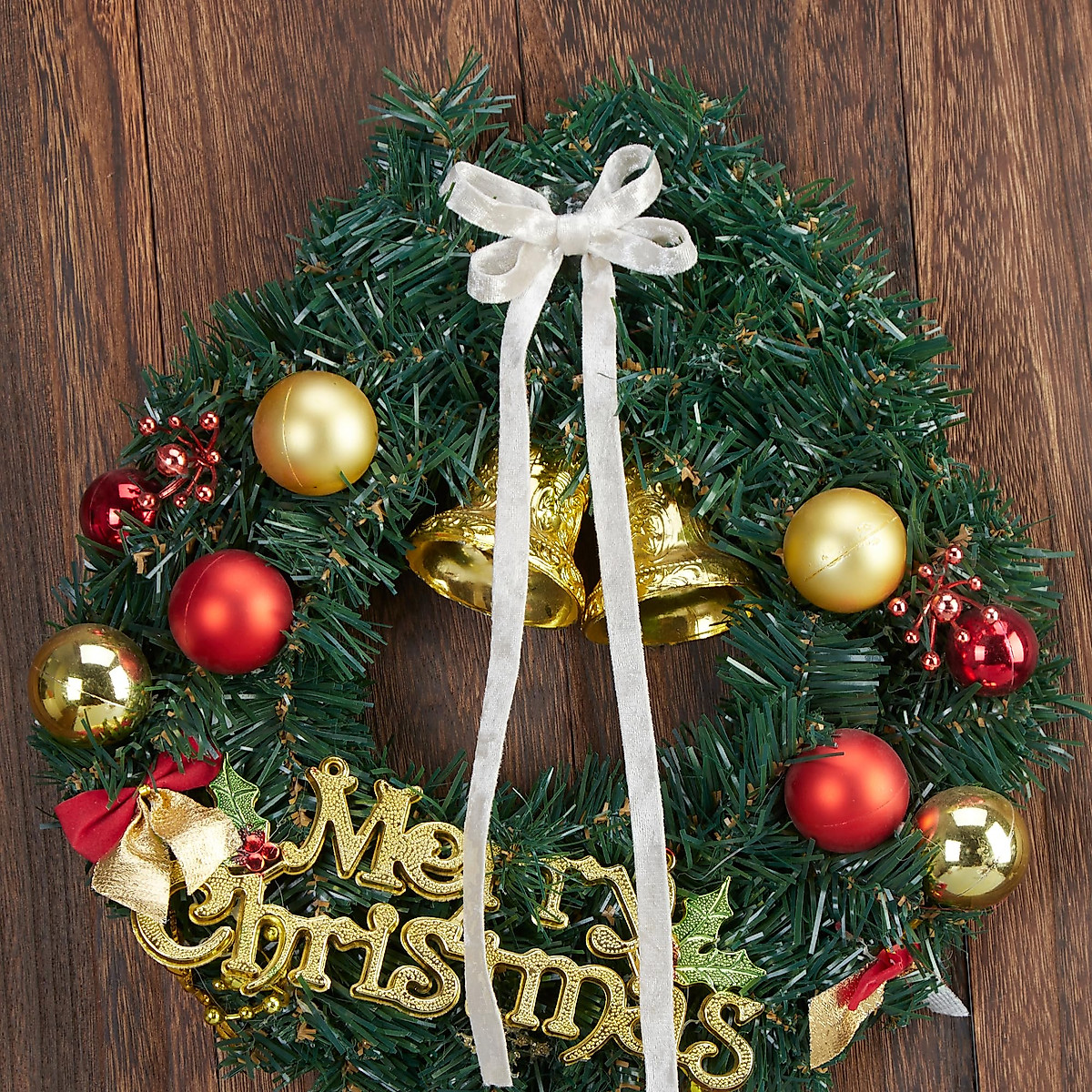 Keypan Ivory White Velvet Ribbon Double-Sided Handmade Glossy Fabric Trim Wooden Spool Thin Ribbons for Christmas Tree Gift Wrapping Crafts Wedding Flower Bouquet 3/8 inch x 5YD 3 Rolls