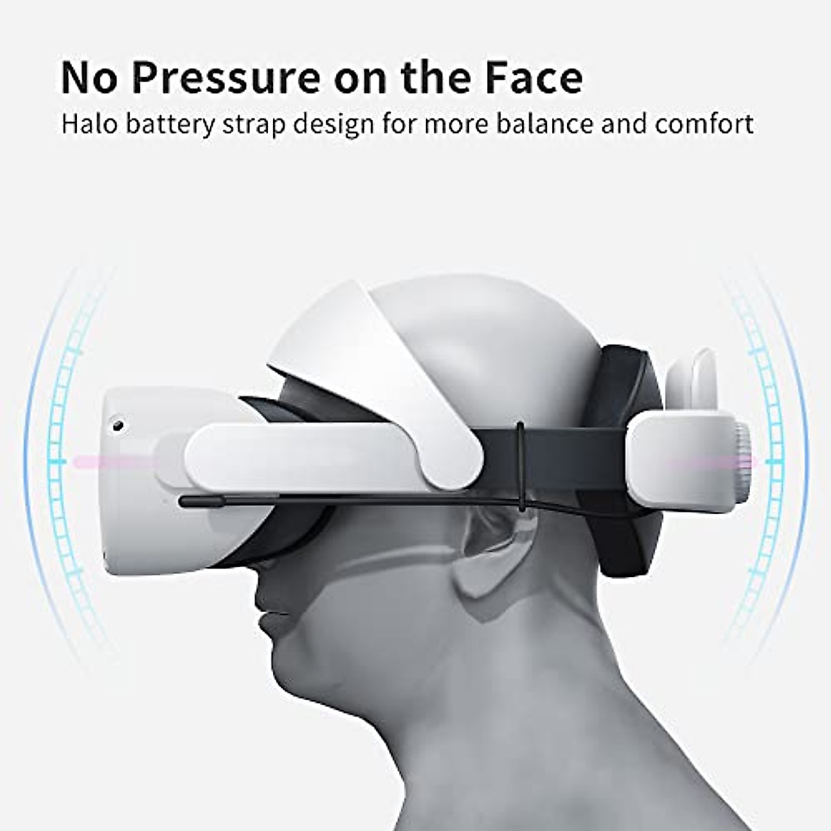 Geekvr Comfort Head Strap Accessories for Meta Quest 2, Hot-Swappable 5000mAh Battery, Adjustable Headstrap with Super Soft Skin-Friendly PU Leather Cushion for Uninterrupted Play