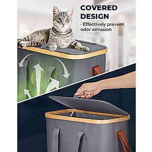 yamagahome Slim Laundry Basket with lid, Collapsible Narrow Laundry Hamper with Removable Washable Laundry Bag, Thin Hamper Storage Basket Made of Bamboo and Oxford for Bedrooms, Bathroom, RV, 52L