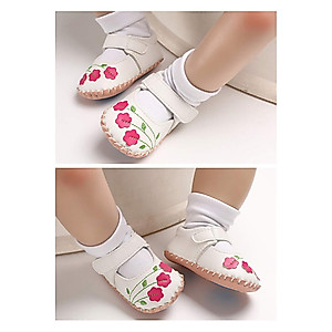 Meckior Infant Baby Girls Boys Handmade Princess Flats Toddler First Walkers Soft PU Leather Non-Slip Crib Wedding Dress Shoes