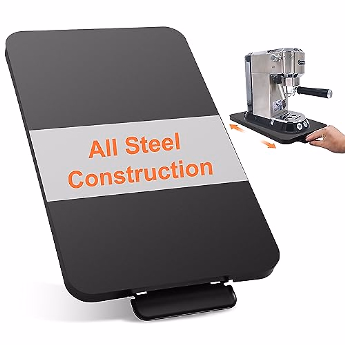 Sliding Tray for Coffee Maker Slider - Coffee Pot Sliders for Counter Heavy Kitchen Appliances, Under Cabinet Rolling Appliance Tray for Countertop Storage Moving with Wheels 9" X 14.5"