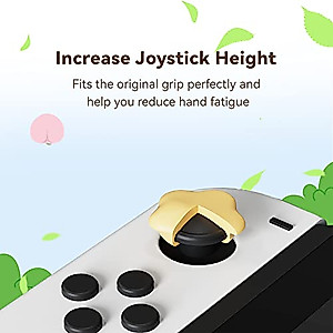 GeekShare Cute Silicone Joycon Thumb Grip Caps, Joystick Cover Compatible with Nintendo Switch/OLED/Switch Lite,4PCS - Peach & Star