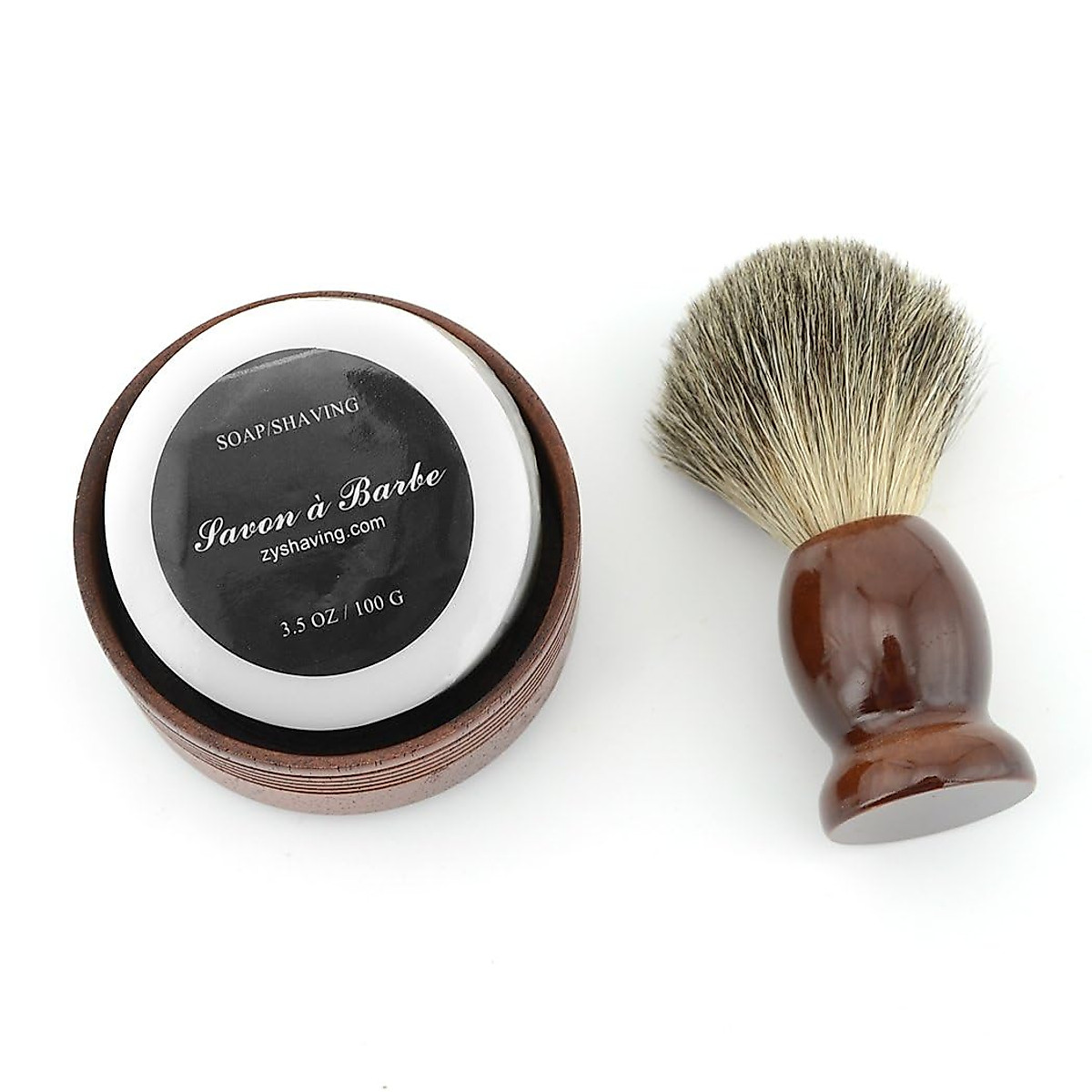 Pure Badger Hair Shaving Brush Natural Wood Mug Bowl Hand-Made Soap Barber Set