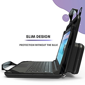 UZBL 11-11.6 Inch Protective Always-on Chromebook Hard Case with Accessory Pouch and Adjustable Shoulder Strap