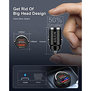 2Pack Fast Car Charger USB C, 30W Mini Cigarette Lighter Adapter, Dual Port PD&QC 3.0 USB C Car Phone Charger Type C Car Plug Fast Charging for iPhone 15 14Pro 13 12, Pixel 8 7 Pro 7a 6 5 4XL, Samsung