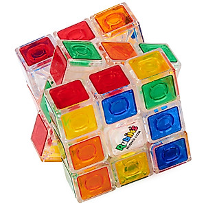 Rubik’s Cube, Crystal Cube, Transparent 3x3 Cube Color-Matching Brain Teaser Puzzle Game, Christmas Gifts for Kids, Stocking Stuffers, for Ages 8+