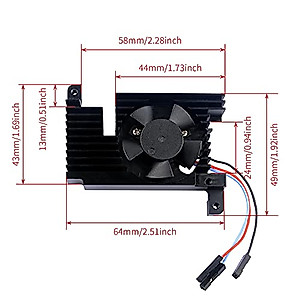 GeeekPi Aluminum Heatsink with PWM Controllable Fan for Raspberry Pi 4, Pi 4 Armor Lite Heatsink with PWM Speed Control Fan for Raspberry Pi 4 Model B