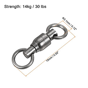 PATIKIL Ball Bearing Swivel, 10 Pack 30lb Carbon Steel Solid Welded Ring Fishing Tackle Connector, Black