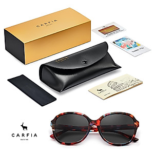 CARFIA Acetate Polarized Sunglasses for Women UV Protection Retro Trendy Big Sunnies CA2024 Grey
