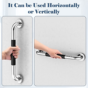 Grab Bars for Bathroom, Aolloa Shower Grab Bar 16inch SUS304 Stainless Steel Anti Slip Bathroom Handicap Grab Bars, Applicable to Bathroom Shower (Silver 2Pack)