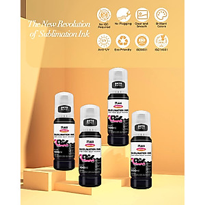 Printers Jack Black Sublimation Ink Refill for Supertank Printer ET-2720 ET-2760 ET-2750 ET-4700 ET-3760 400ml/Anti-UV/Upgrade Version/ICC-Free