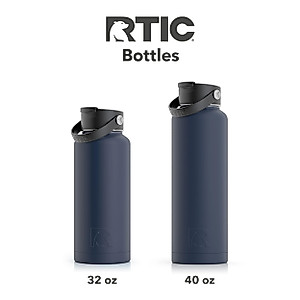RTIC 40 oz Vacuum Insulated Bottle, Metal Stainless Steel Double Wall Insulation, BPA Free Reusable, Leak-Proof Thermos Flask for Water, Hot and Cold Drinks, Travel, Sports, Camping, Navy