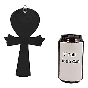 Ebros Crux Ansata Egyptian Ankh Of Isis With Open Wings And Cartouche Hieroglyphs Wall Decor Accent 3D Plaque Figurine 7.5" High Symbol of Life And Balance Gods Of Egypt (Colorful Black And Gold)